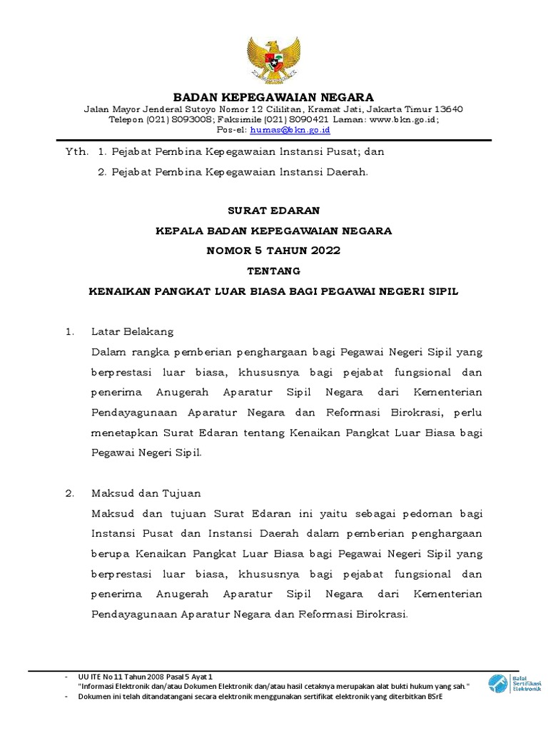 SE Nomor 5 Tahun 2022 KPLB Bagi PNS | PDF
