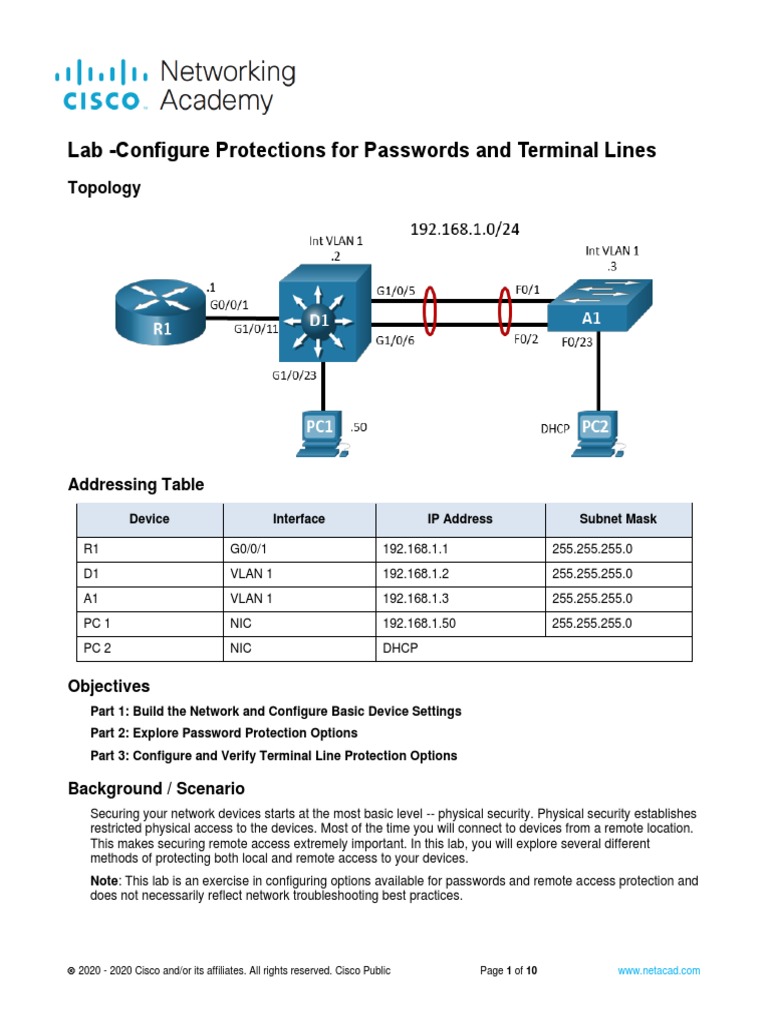Configure Protections For Passwords and Terminal Lines | PDF | Password ...