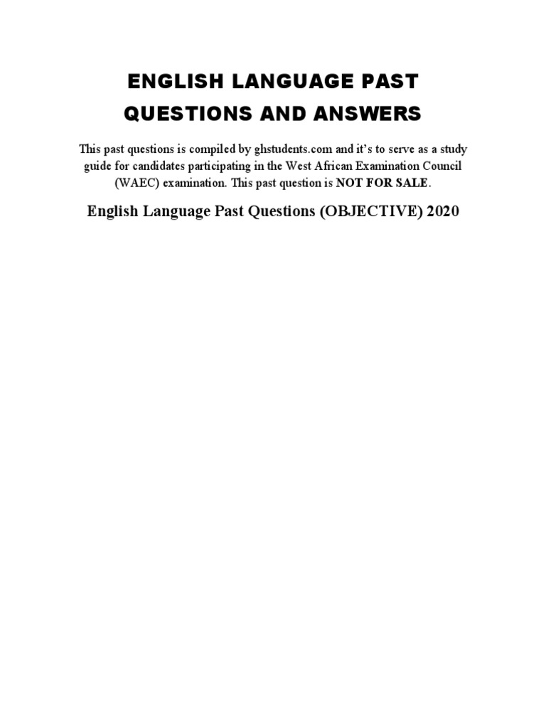 English Language Past Questions and Answers | PDF