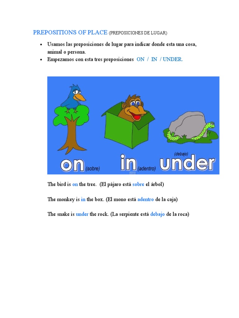 Prepositions of Place | PDF