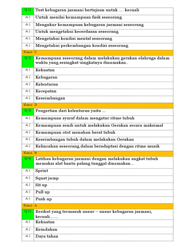 Soal PTS Penjasorkes KLS X Sem 2 2022 - 2023 | PDF