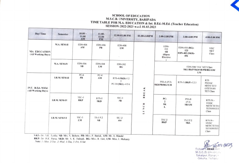 Time Table-2023 | PDF