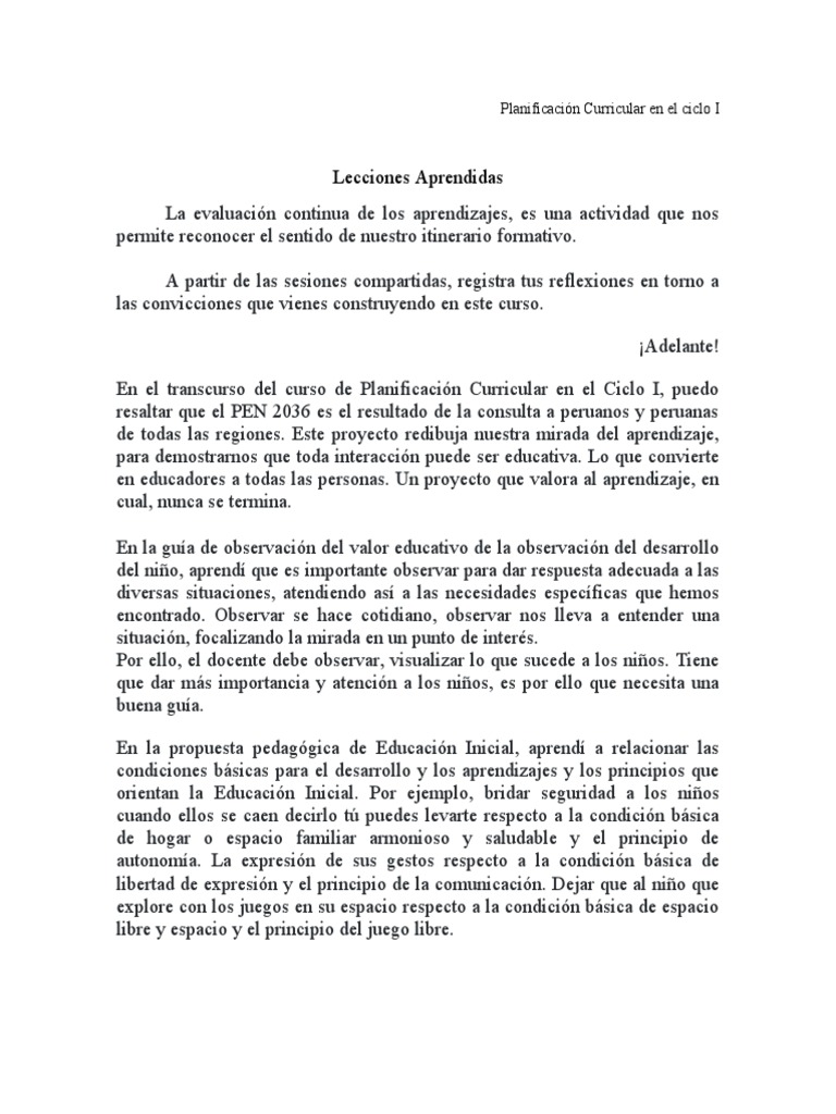 Lecciones Aprendidas | PDF