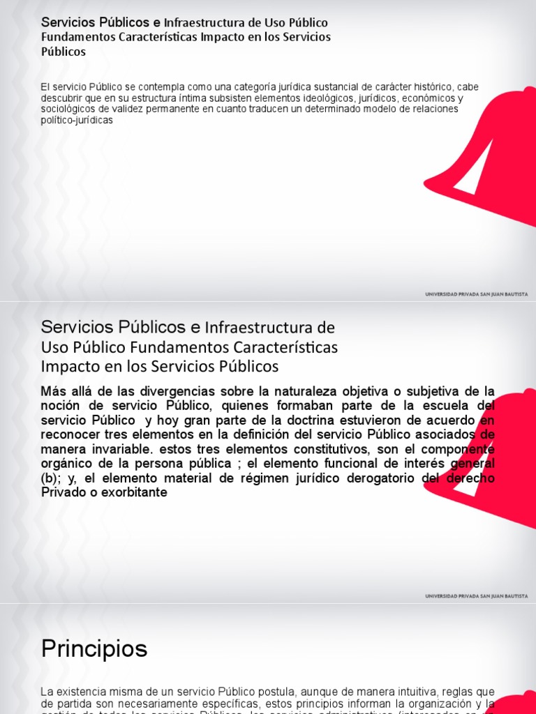 SESION 7 - Servicios Públicos e Infraestructura de Uso Público Fundamentos, Principios. | PDF ...
