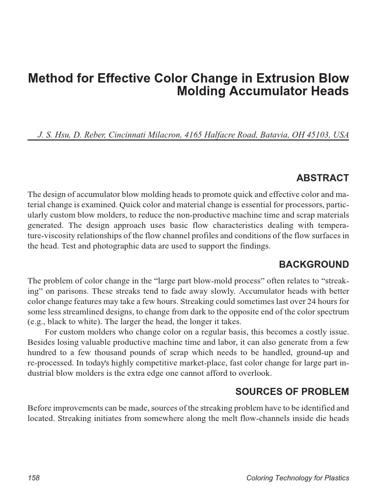 0 Method For Effective Color Change in Extrusion Blow Molding ...