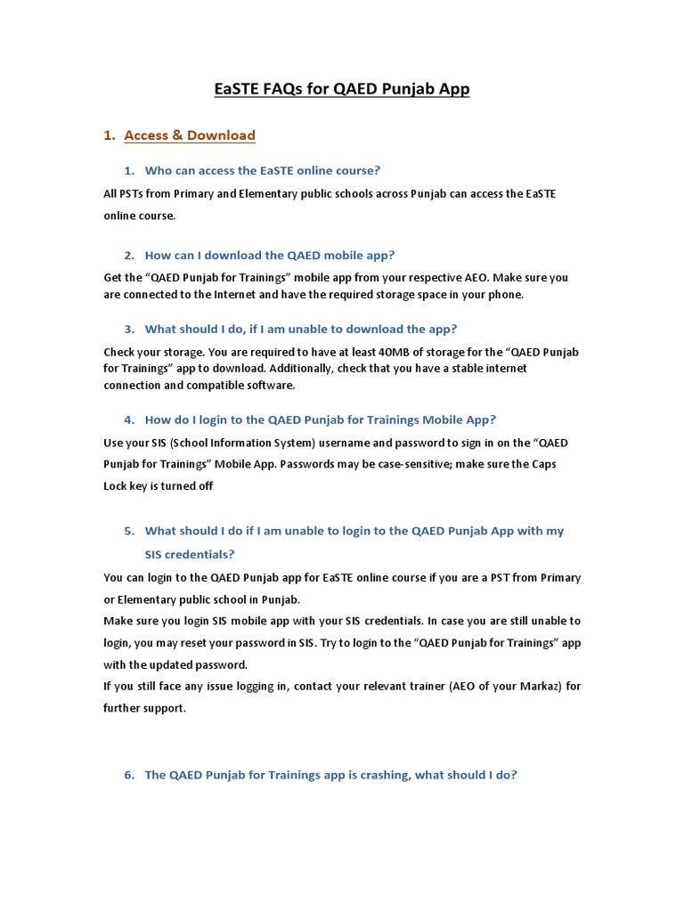QAED APP FAQs v1.1 | PDF | Mobile App | Login