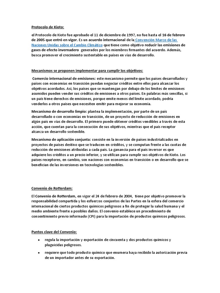 Protocolo de Kioto y Convenio de Rotterdam, (Expocisión) . | PDF ...