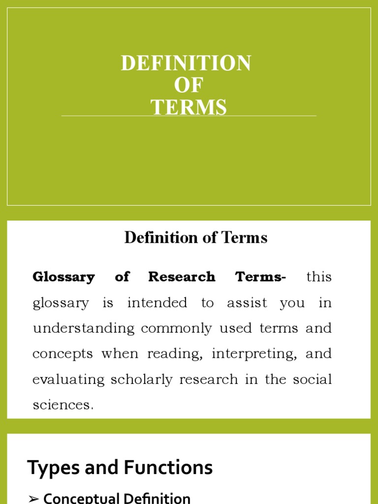 Definition of Terms | PDF