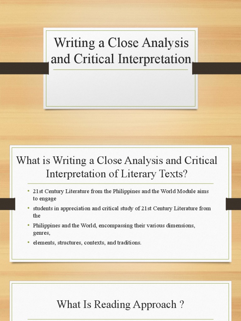 Writing A Close Analysis and Critical Interpretation | PDF | Speed ...