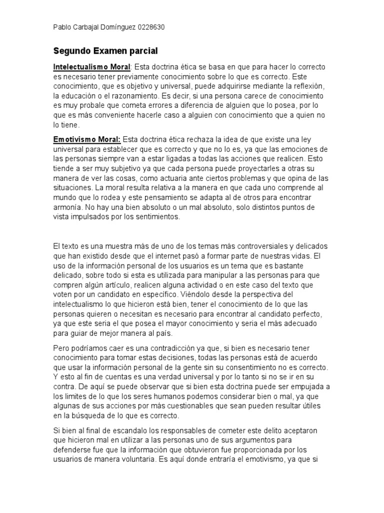 Ética: Intelectualismo vs Emotivismo | PDF | Conocimiento | Moralidad