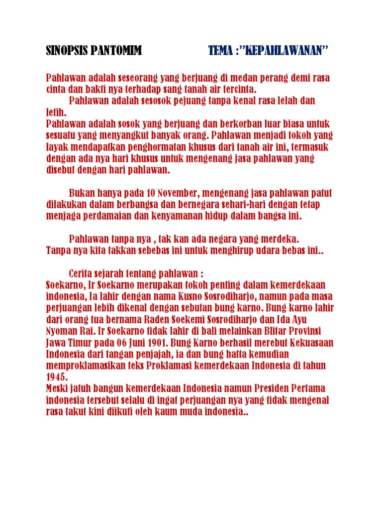 Sinopsis Pantomim Tema | PDF