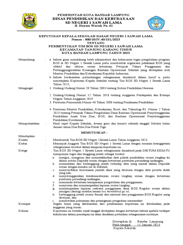 SK Tim BOS Reguler 2022 | PDF