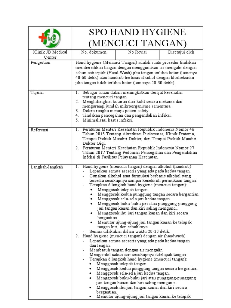 Prosedur Mencuci Tangan di Klinik | PDF