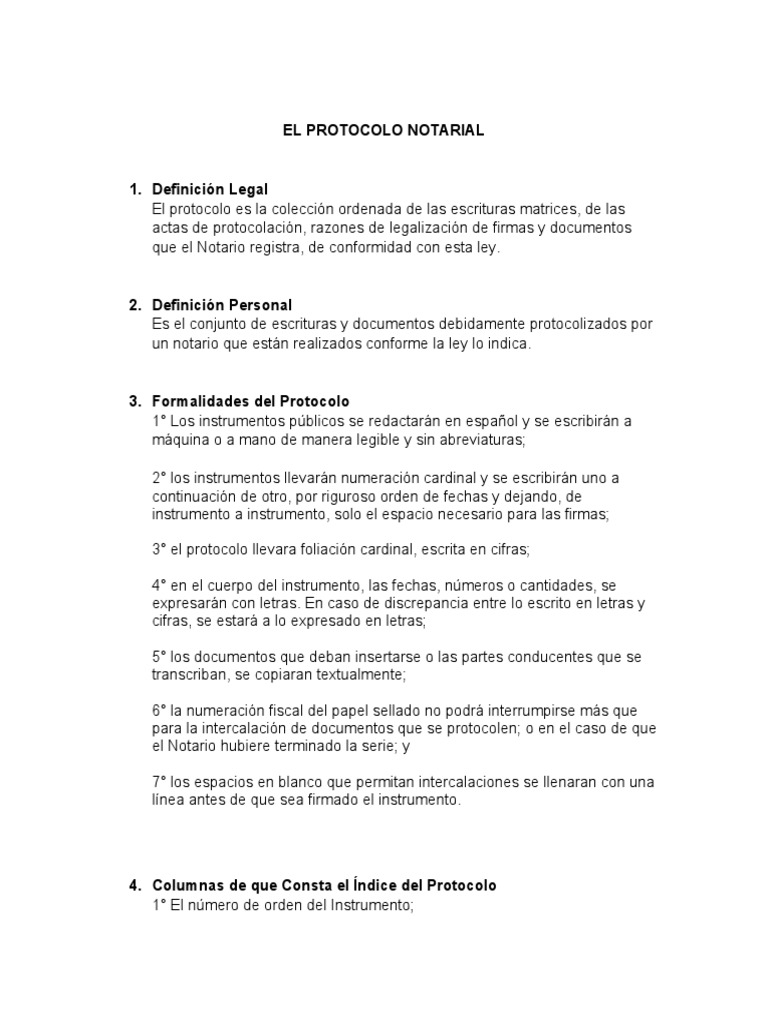 Formalidades del Protocolo Notarial | PDF