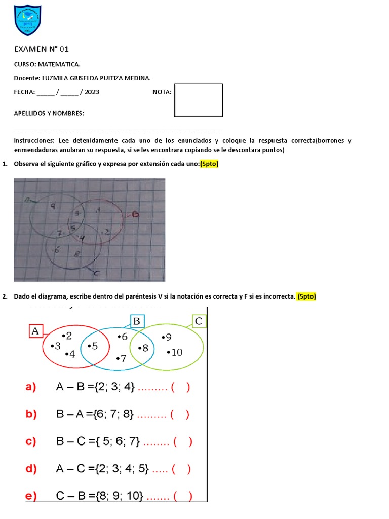 Examen Matemática: Gráficos y Coordenadas | PDF