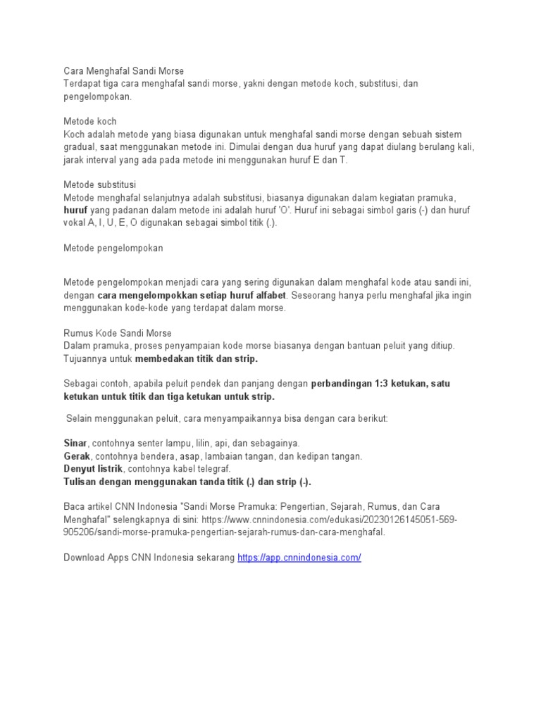 Cara Menghafal Sandi Morse | PDF