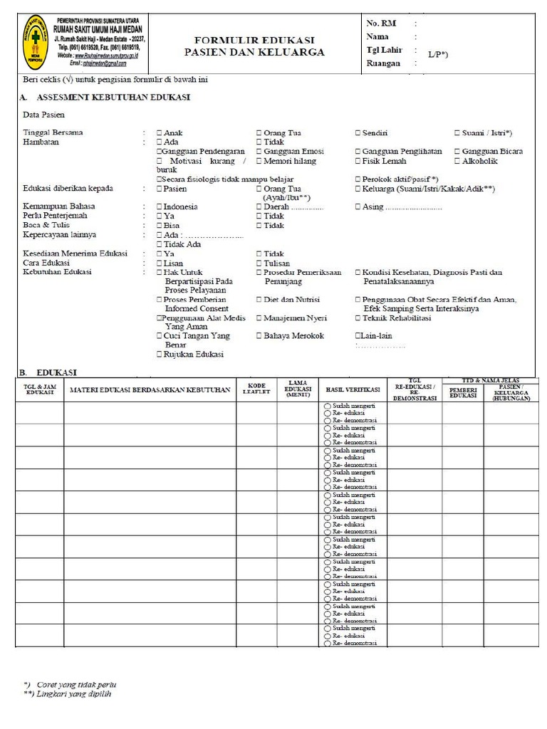 Formulir Edukasi Baru Kemenkes | PDF
