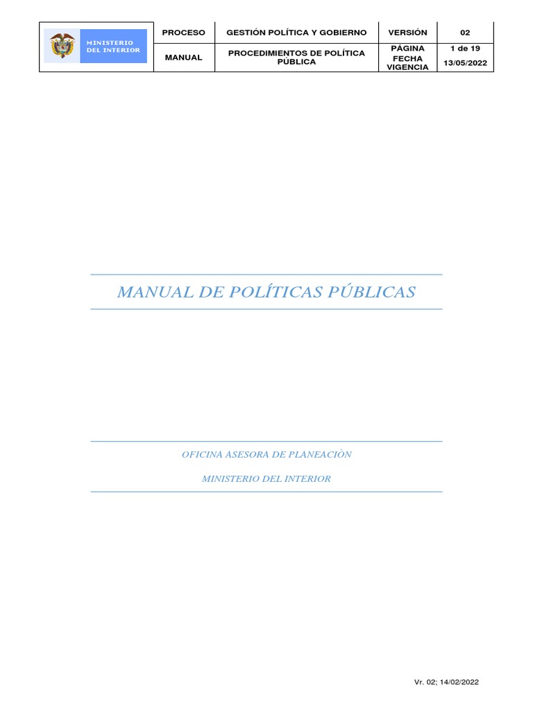 Manual de Políticas Públicas del Ministerio del Interior | PDF | Planificación | Evaluación