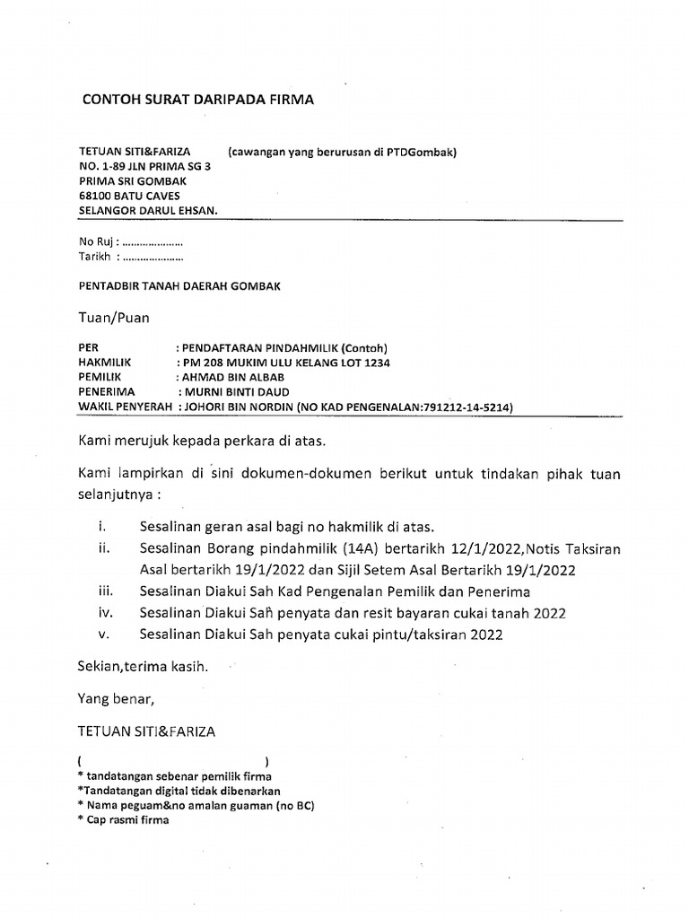 Contoh Surat Daripada Firma1 | PDF