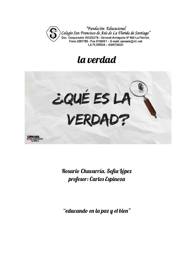 Trabajo Filosofia Sobre La Verdad | PDF | Verdad | Conocimiento
