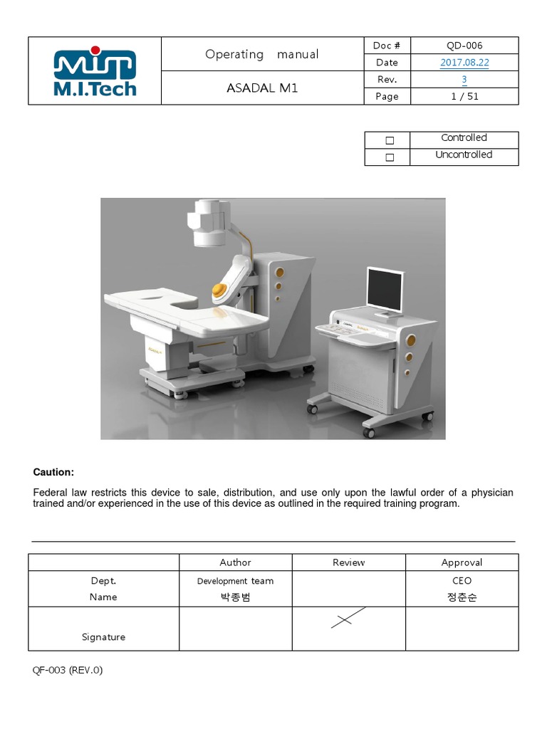 QD-006 Rev 3 - Operating Manual (ASADAL-M1) - Eng - 2 | PDF