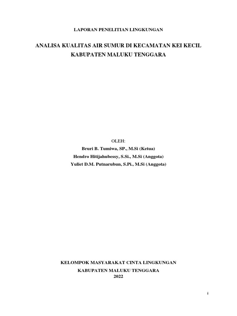 Laporan Kualitas Air Sumur | PDF