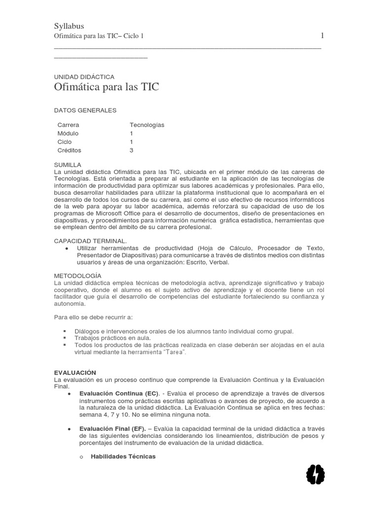Ofimática para Las TIC S14 | PDF | Microsoft Excel | Evaluación
