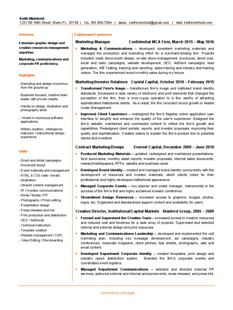 Resume KeithMeinholdHJ | PDF | Websites | World Wide Web