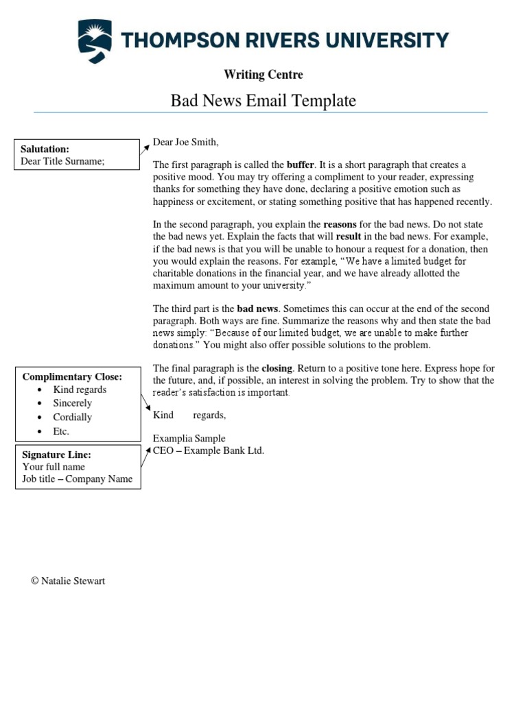 Bad News Email Template | PDF