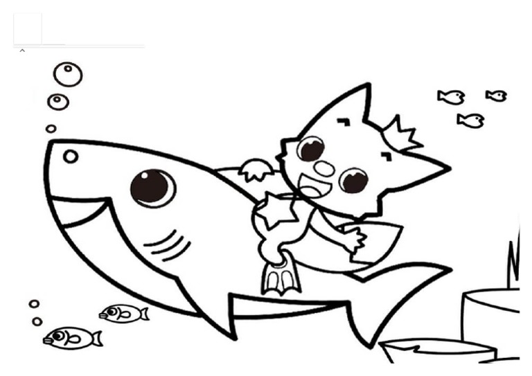 Mewarnai Gambar - Pinkfong Mengendarai Hiu Bayi | PDF