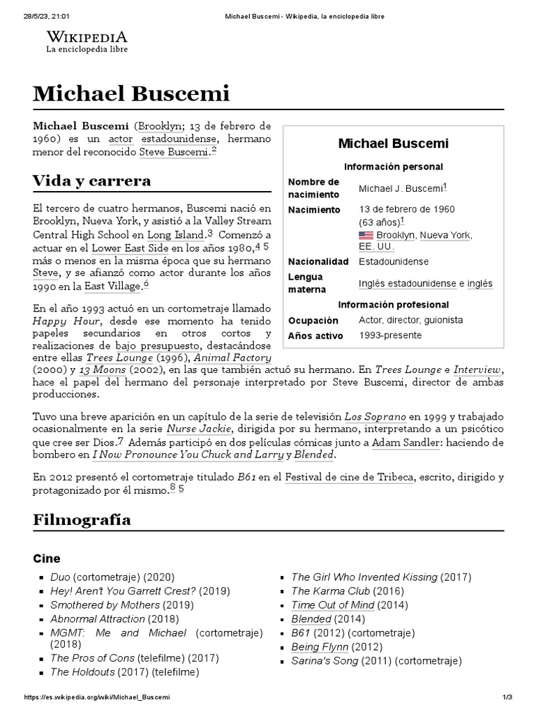 Michael Buscemi - Wikipedia, La Enciclopedia Libre | PDF