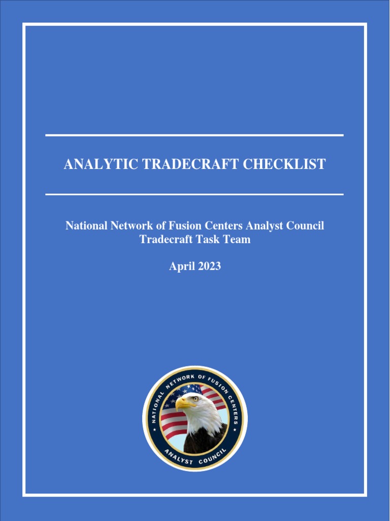 Analytic Tradecraft Checklist: National Network of Fusion Centers ...