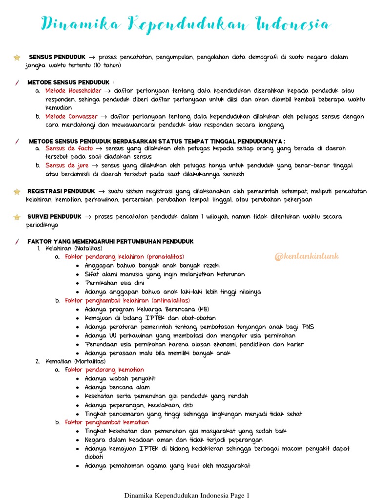 Dinamika Kependudukan Indonesia dan Metode Sensus | PDF