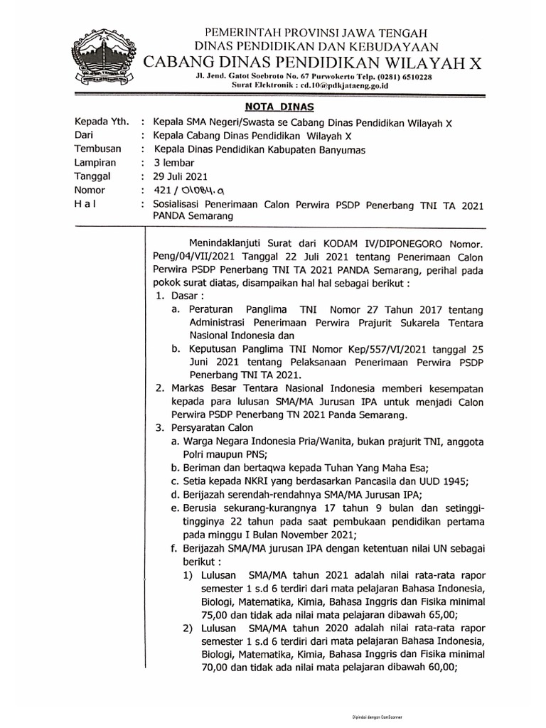 Penerimaan Calon Perwira PSDP Penerbang TNI 2021 | PDF