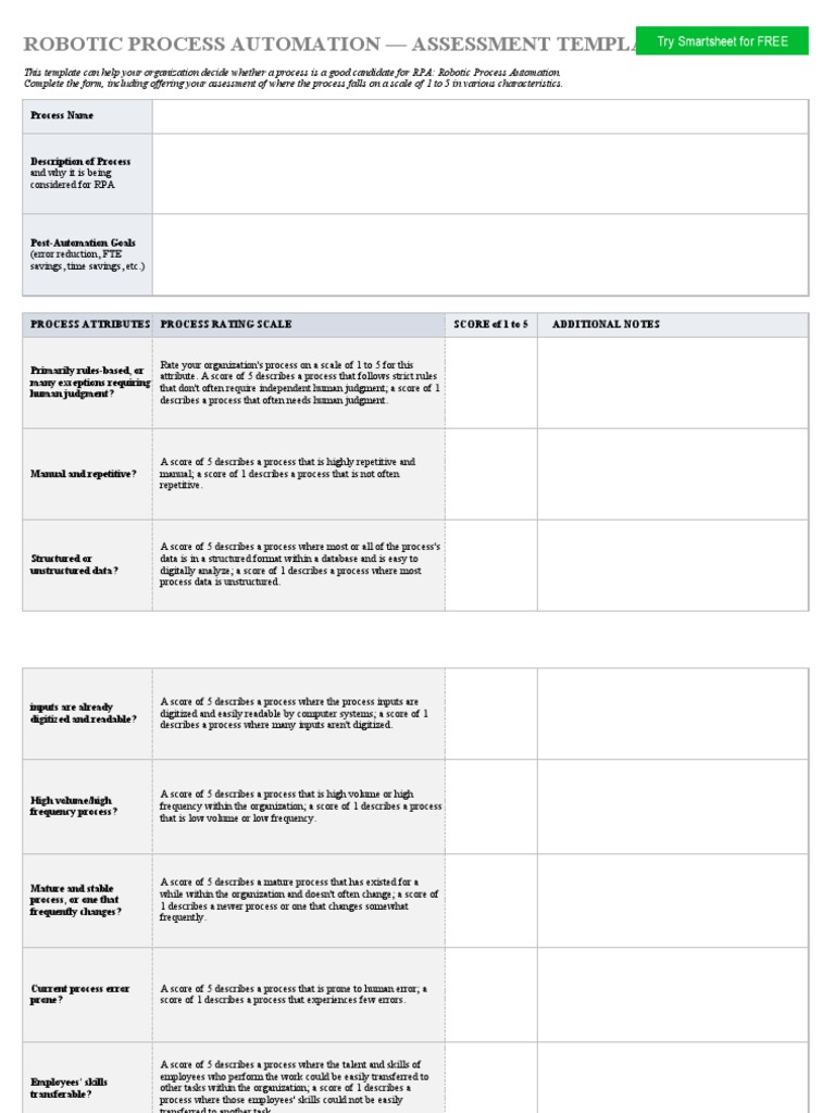 IC Robotic Process Automation Assessment Template 10704 | PDF | Automation | Information