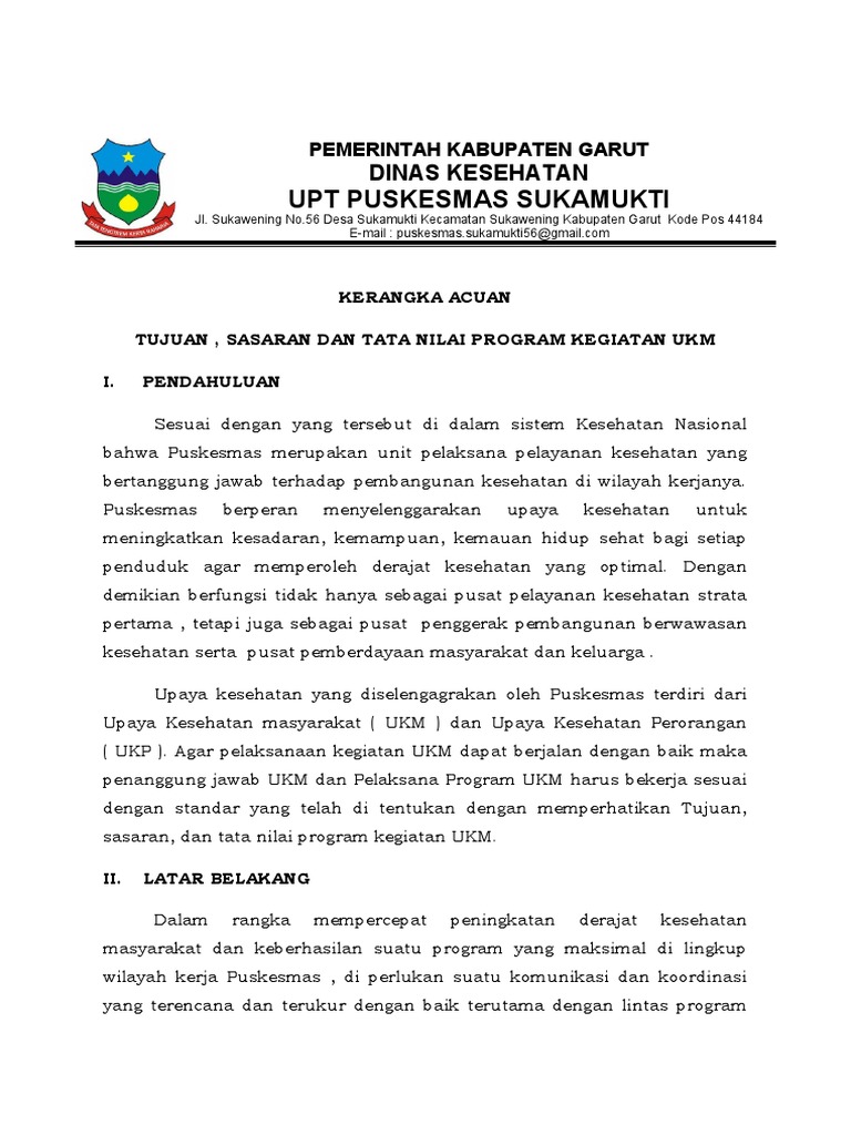 Kak Tujuan, Sasaran Dan Tata Nilai Program Kegiatan Ukm | PDF