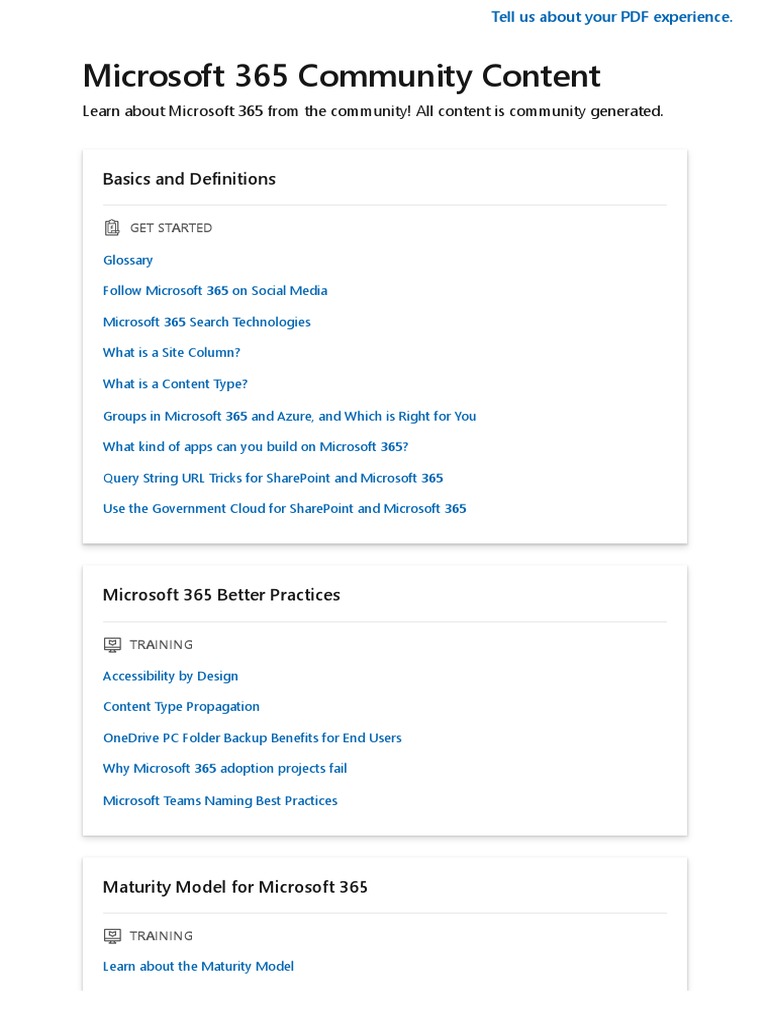 Microsoft 365 Communityver1fromMS | PDF | Share Point | Cloud Computing