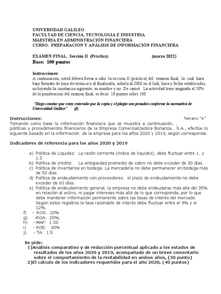 Examen Final Secci N Practica Versi N A-2022 | PDF | Inversiones | Economias