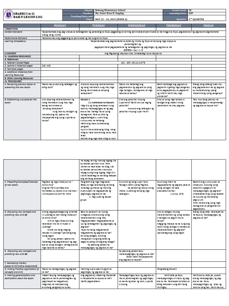 DLL - Esp 3 - Q4 - W4 | PDF