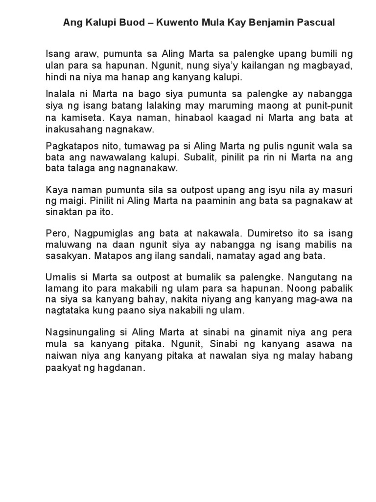 Ang Kalupi Buod | PDF