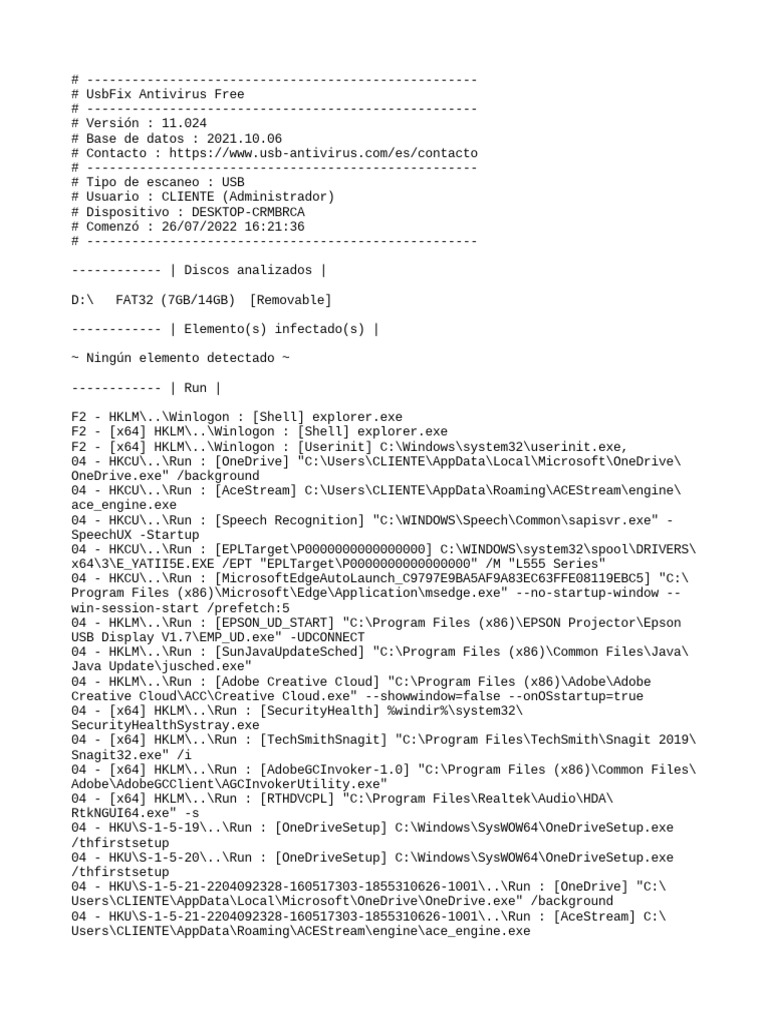 UsbFix Report | PDF | Windows Registry | Computer Science