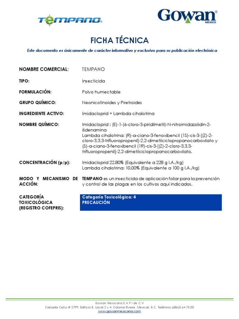 Ficha Técnica del Insecticida Témpano | PDF