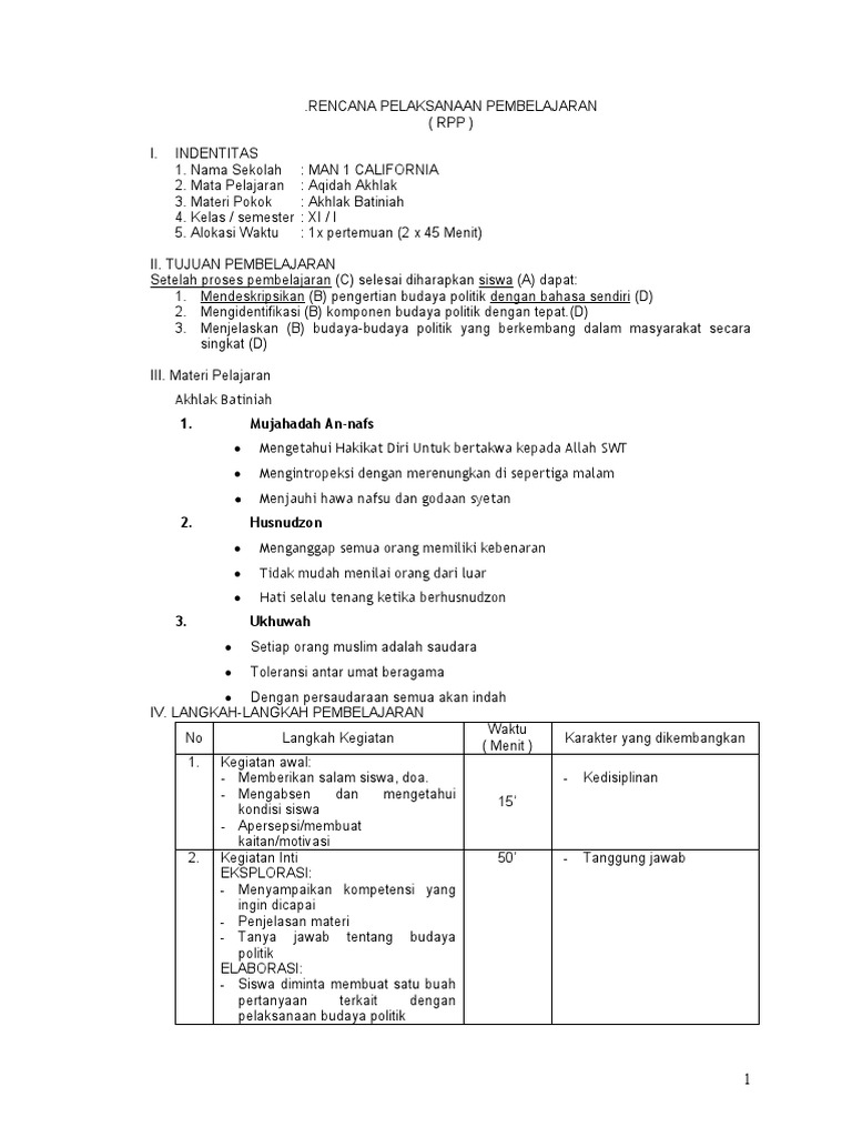 Contoh RPP SIMPEL | PDF