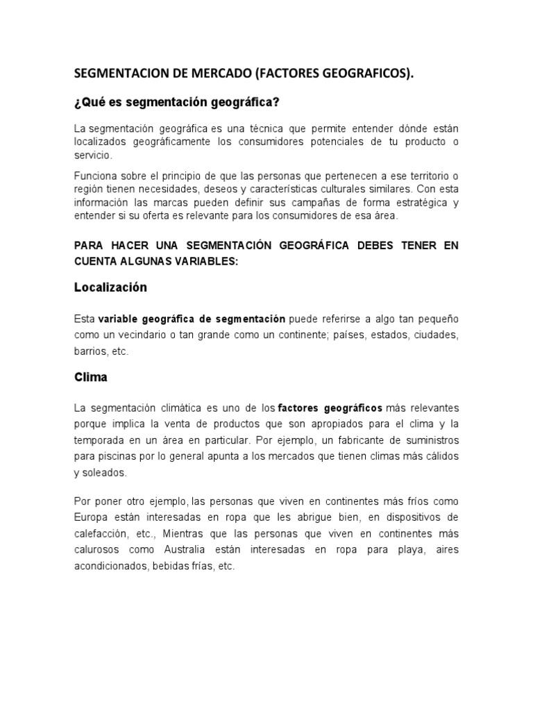 Segmentacion De Mercado Pdf Marketing