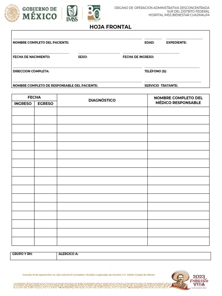 Formato - Hoja Frontal - V1 - HIB - Cuajimalpa - 2023 | PDF