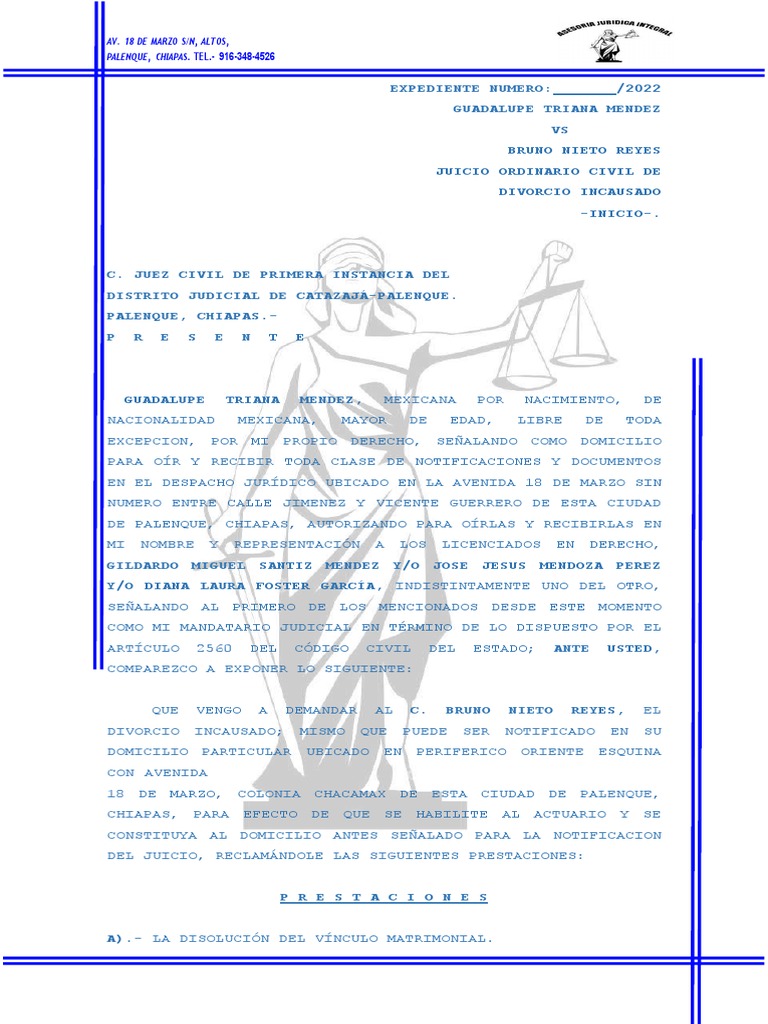 DIVORCIO DRA. GUADALUPE TRIANA, Dkdkeke | PDF | Divorcio | Matrimonio