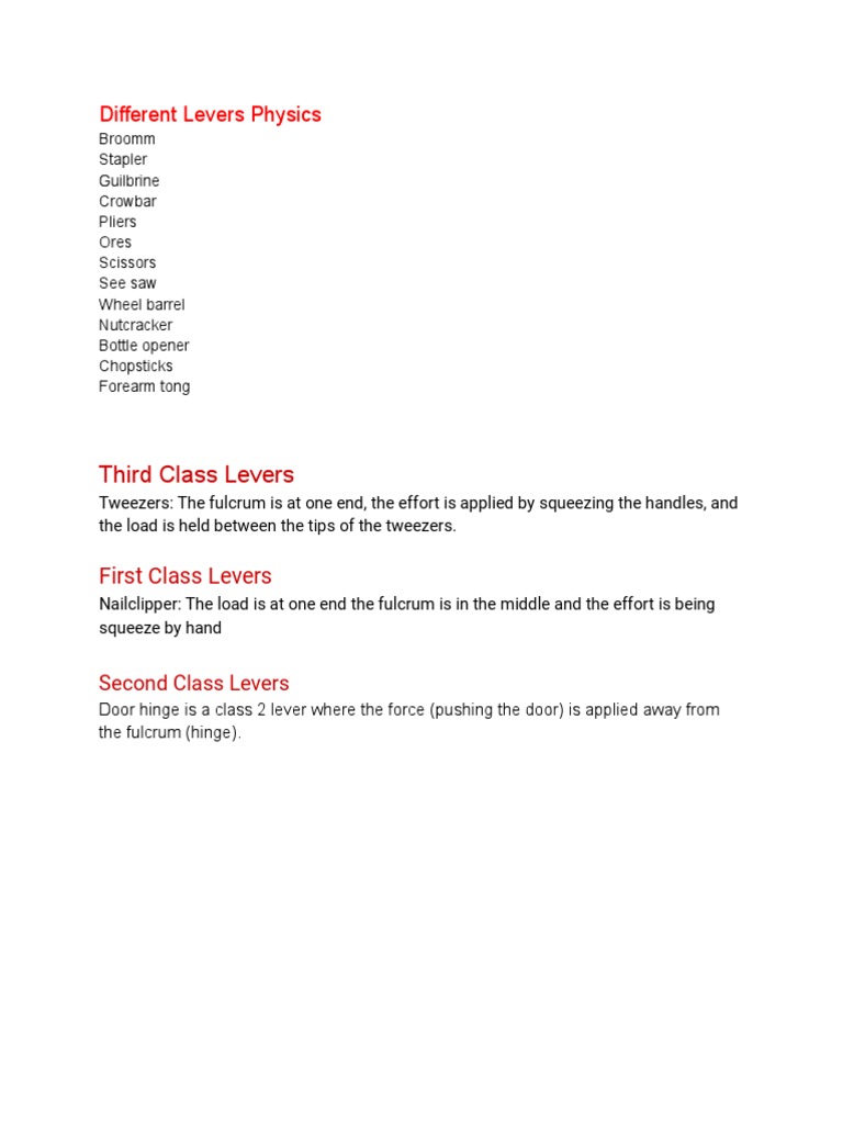 Understanding Lever Classes | PDF