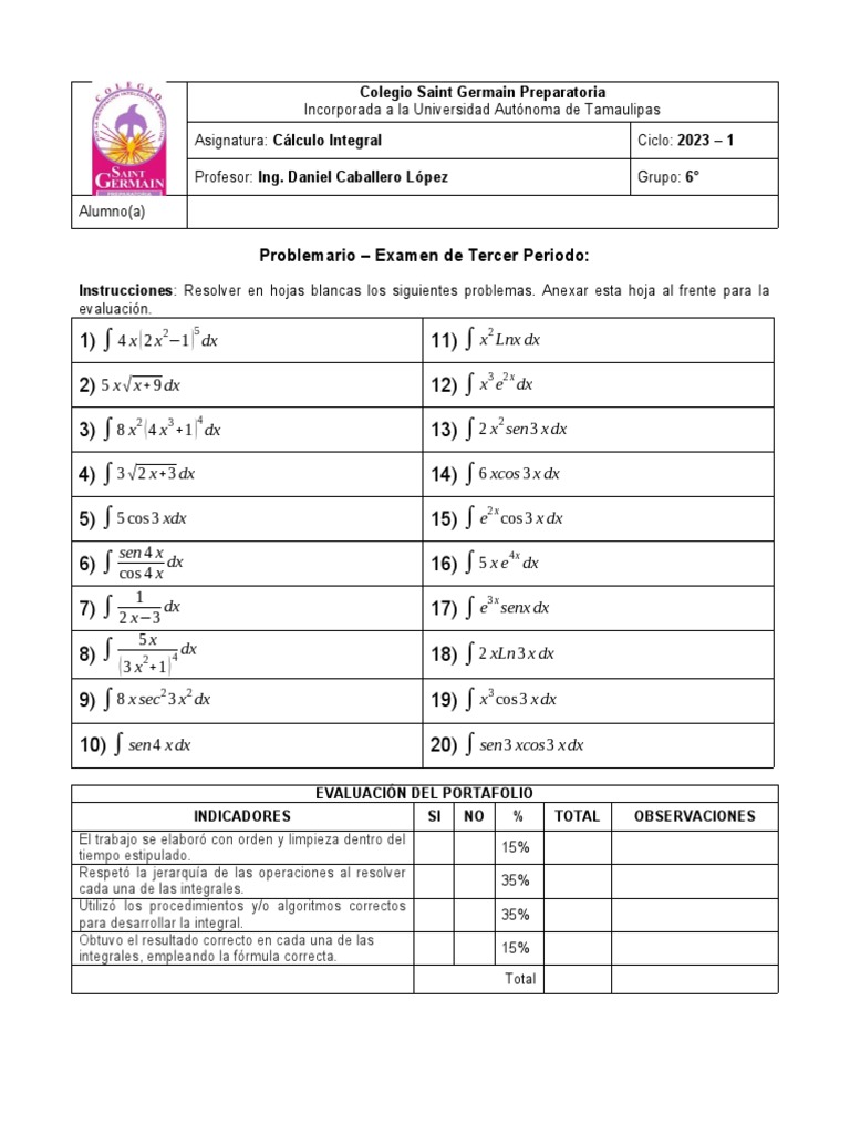 6to - Cálculo - Problemario P3 - 2023-1 | PDF