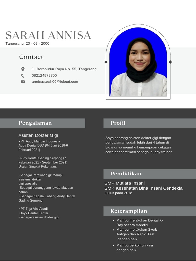 CV Sarah Annisa | PDF
