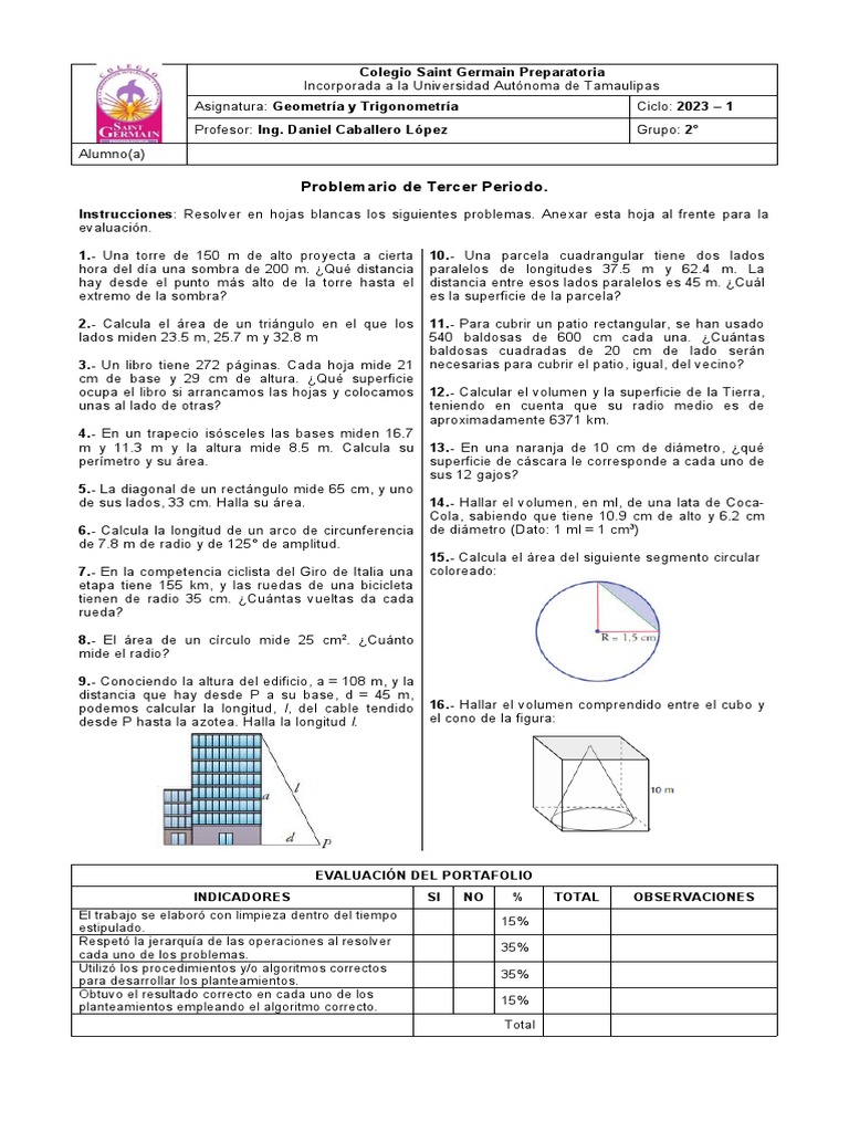 2do - Geometría - Problemario P3 - 2023-1 | PDF